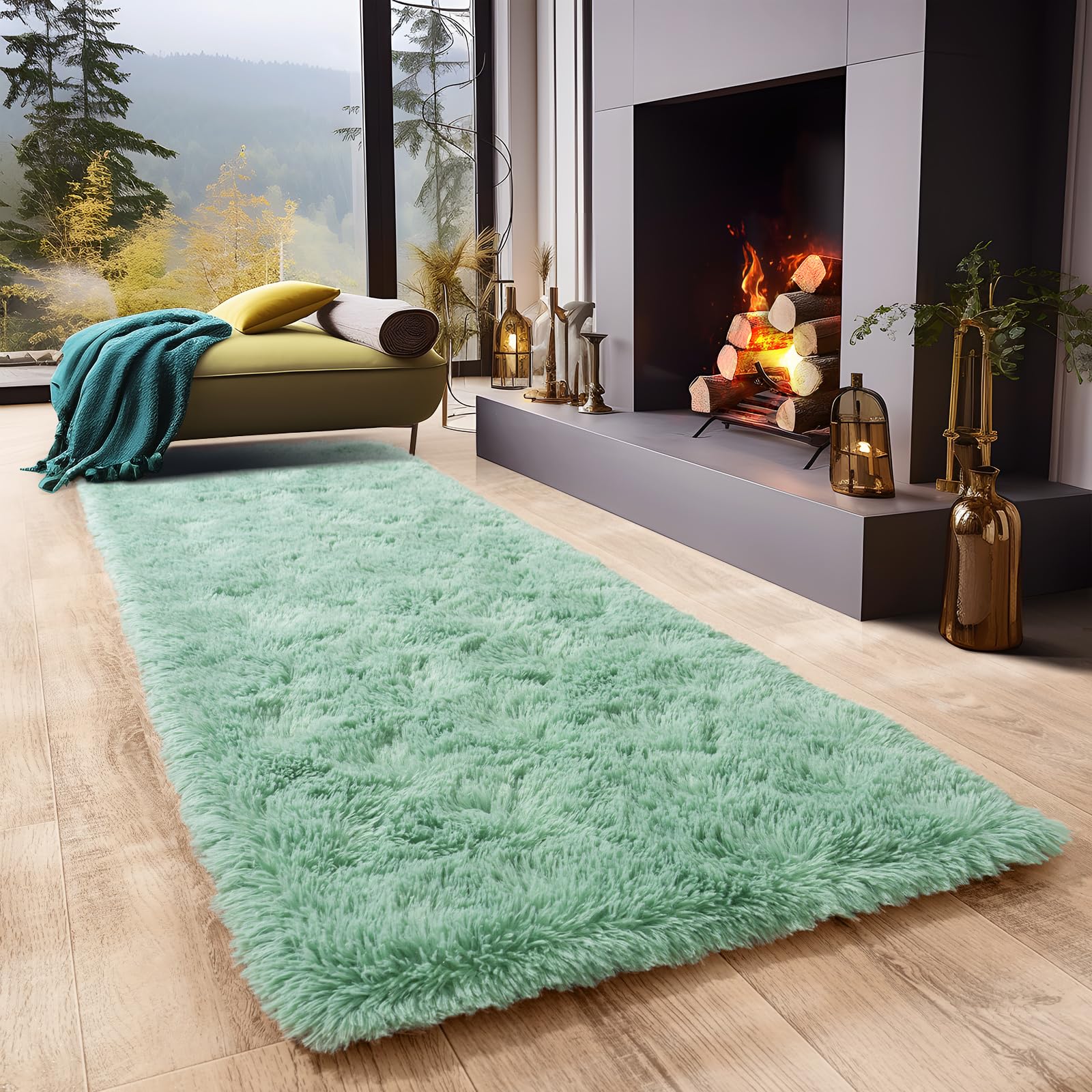 Amazon.com: Dssimo Super Fluffy Throw Rug for Bedroom, Modern Shag Sage ...