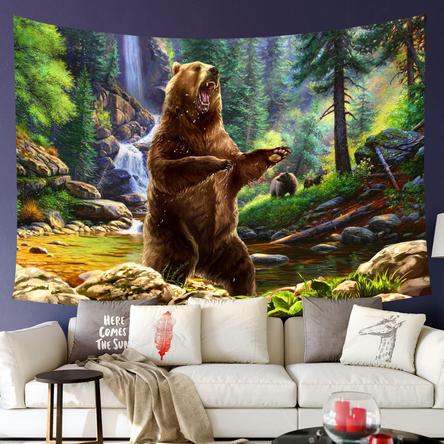 Color Duty Forest Bear Tapestry Wall Hanging 80x60 In Fir Forests ...