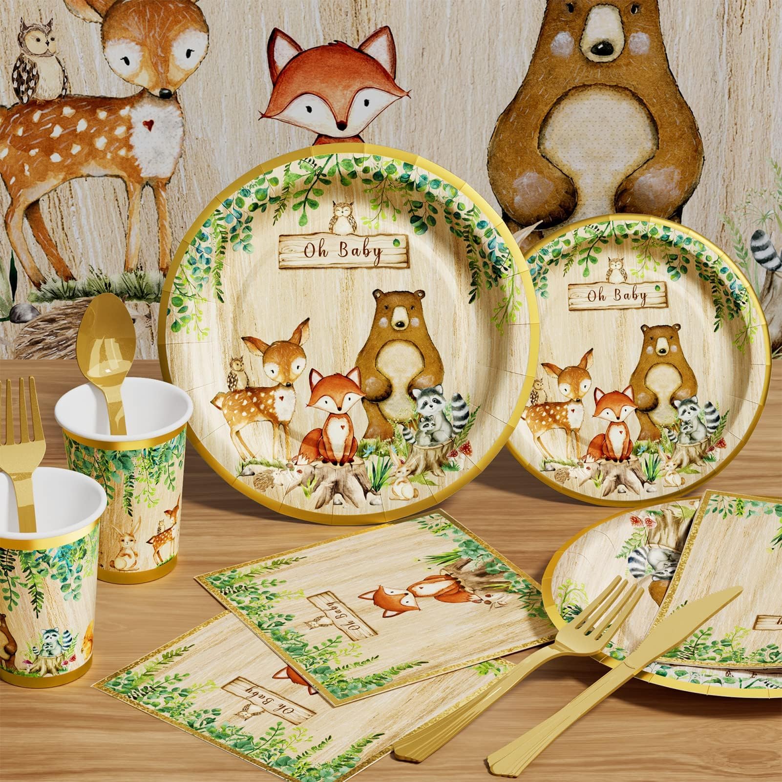 Snapklik.com : Ecomore Woodland Baby Shower Decorations Supplies ...