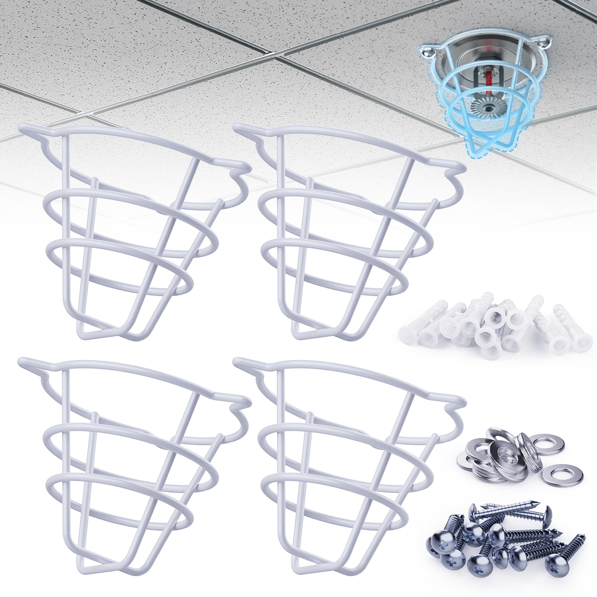 Amazon.com : Fire Sprinkler Head Cover Guard,White Fire Sprinkler Cage ...