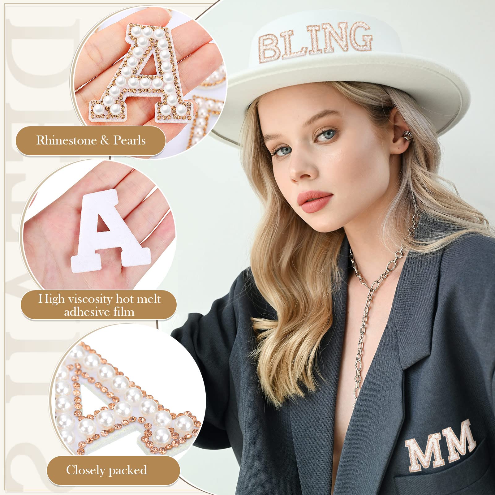 Snapklik.com : WILLBOND 78 Pcs Pearl Letter Patches Pearl Iron On ...