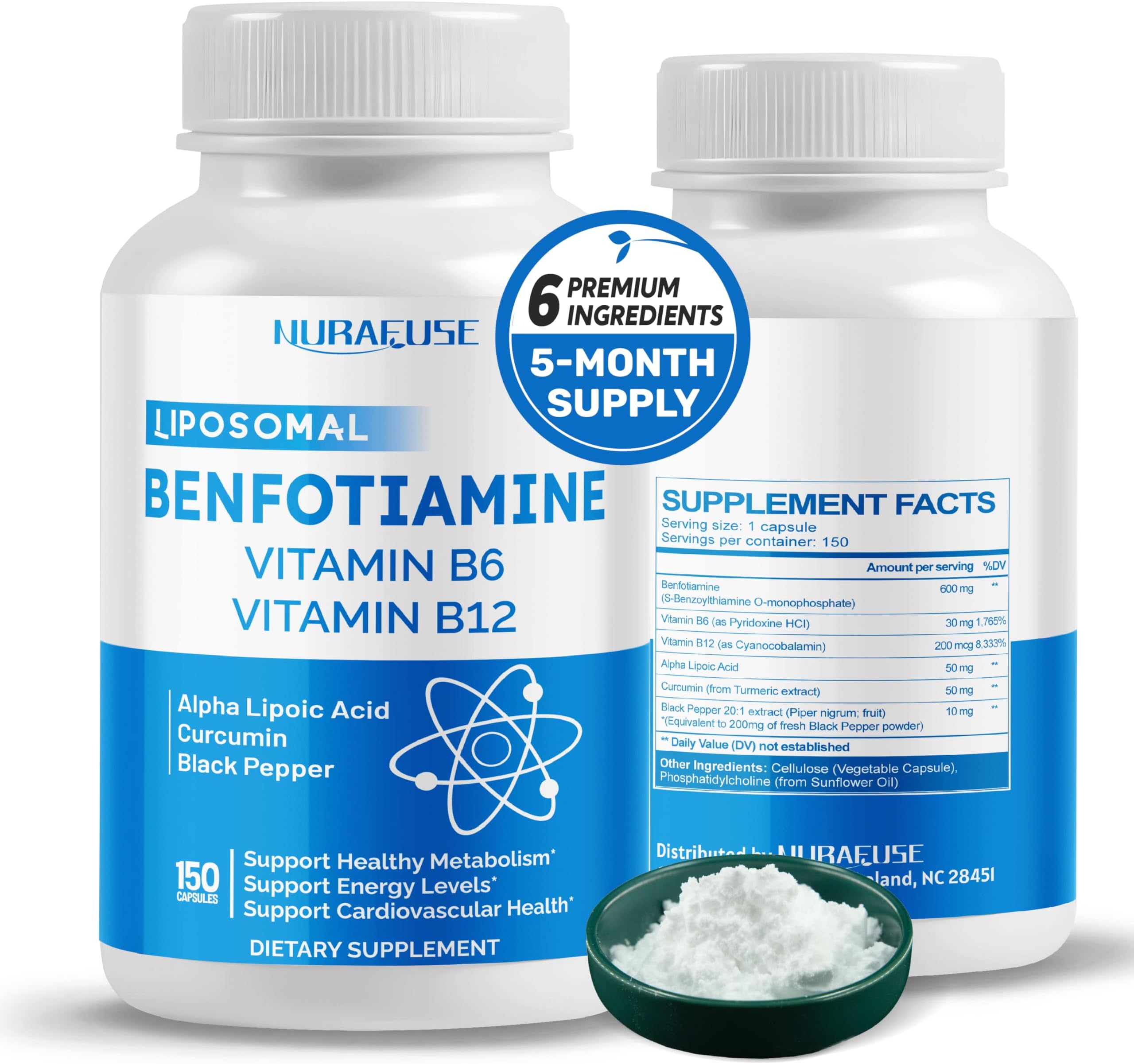 Amazon.com: NURAFUSE Liposomal Benfotiamine 600mg with Vitamin B6 ...