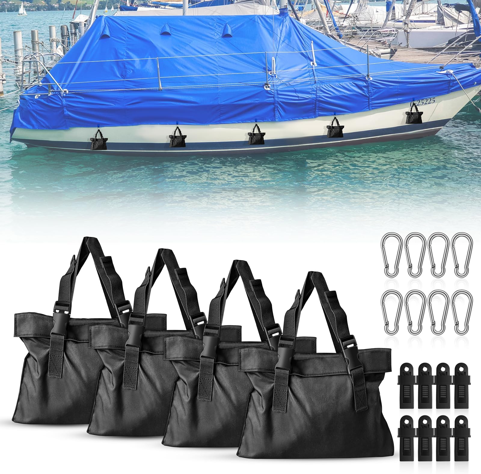 Amazon.com: 8 Packs Boat Cover Mooring Sandbag Kit - 600D Marine Grade ...