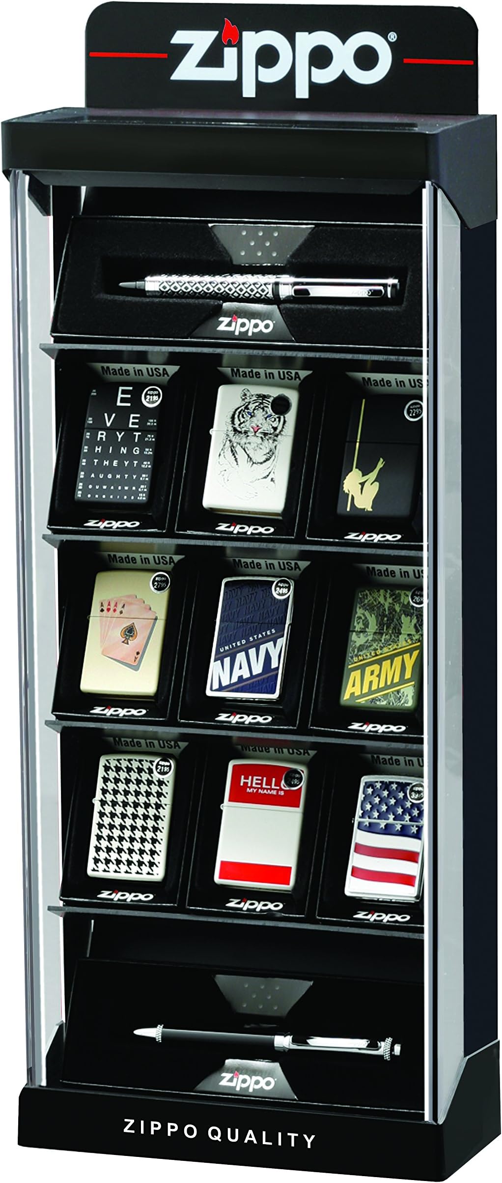 Amazon.com: Zippo Cabinet, Glass Lighter Display Case for 15 Zippos ...