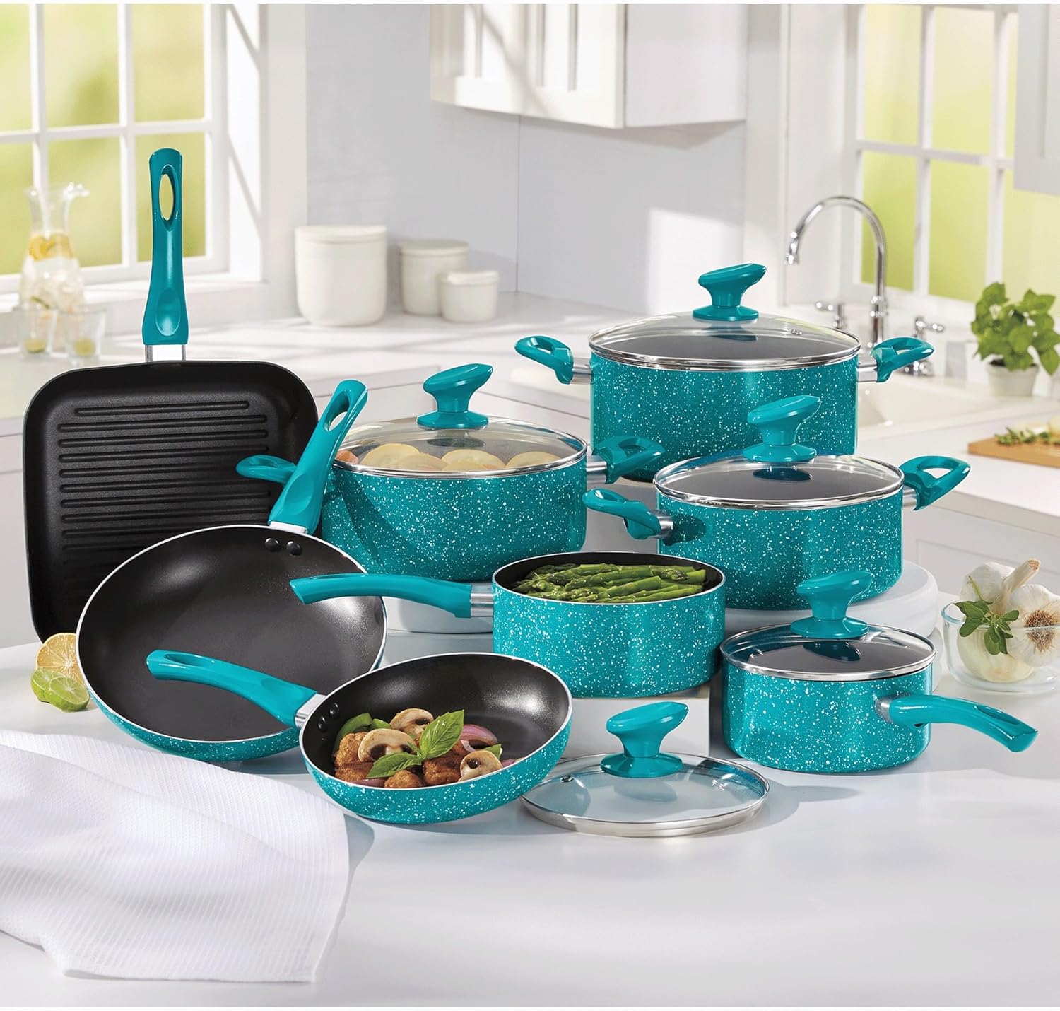Amazon.com: Montgomery Ward 13-Piece Speckled Granite Aluminum Cookware ...