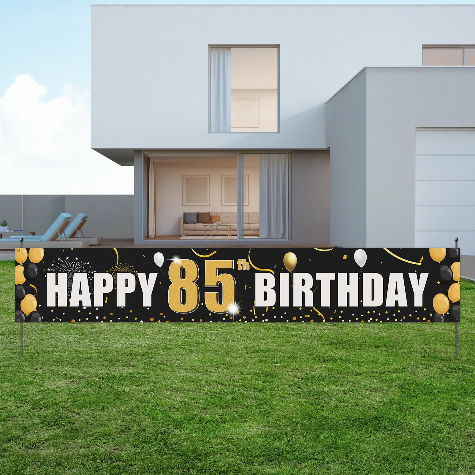 Amazon.com: Helewilk Happy 85th Birthday Yard Banner, Golden 85th ...