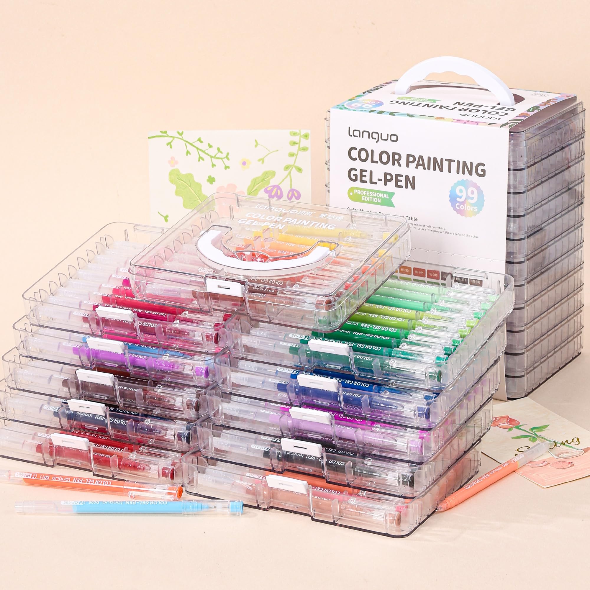 Amazon.com: 99 Colors Gel Pens for Coloring Books, Colors Stackable ...