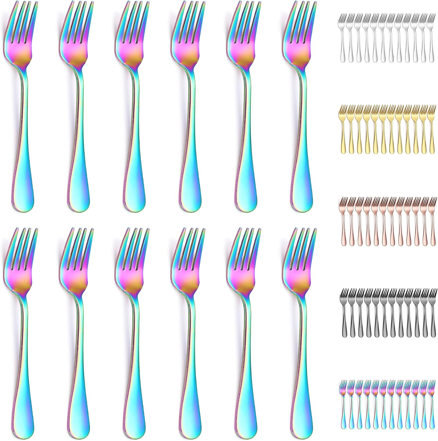 Amazon.com: Evanda Rainbow Dessert Forks Set of 12 Pack 5.62", Rainbow ...