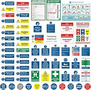 Complete Kitchen Safety Signs Set - 66 Pcs - Matte Self-Adhesive Vinyl ...