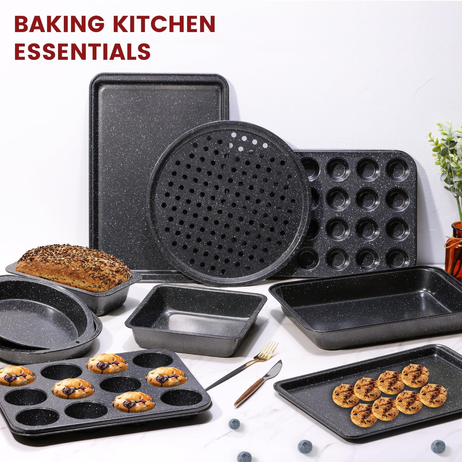 Snapklik.com : 10-Piece Baking Pans Set, Bakeware Sets Nonstick, Baking ...