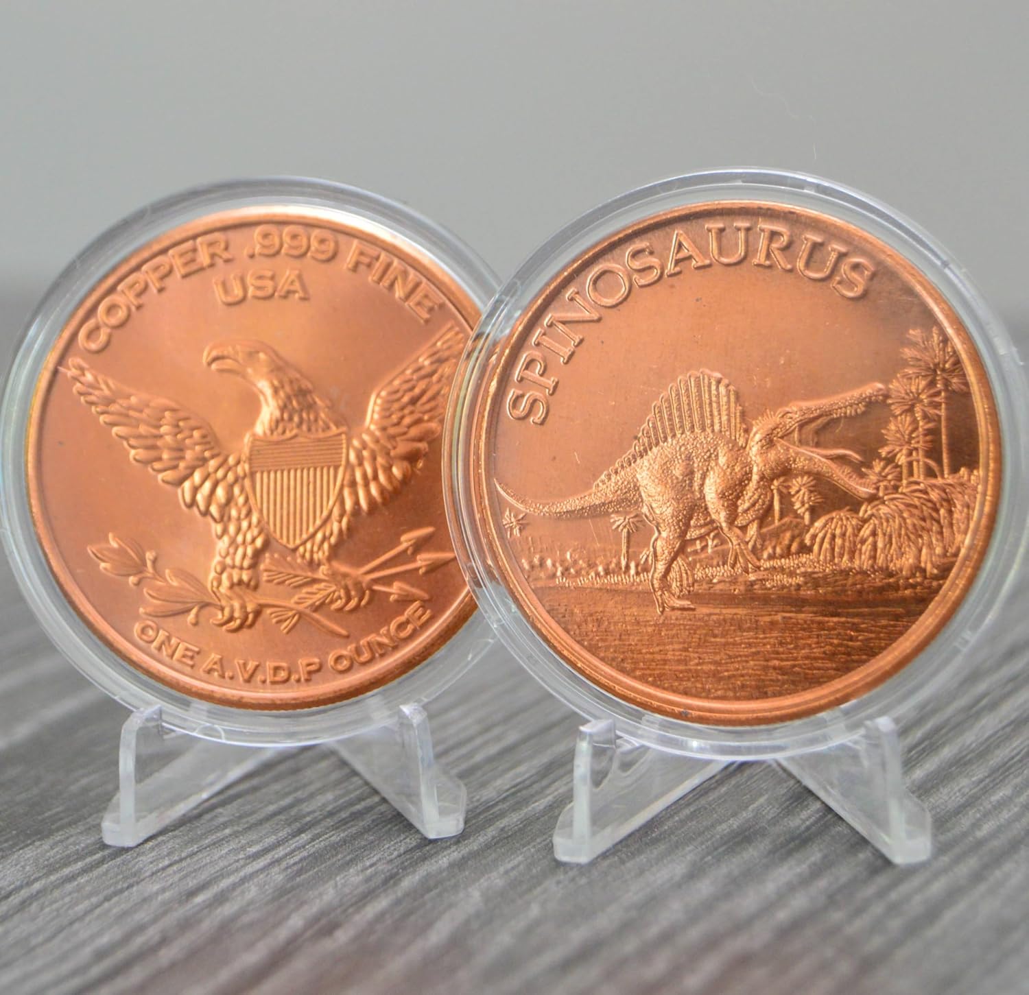 Spinosaurus Dinosaur 1 oz Pure .999 Copper Round 39mm Challenge Coin in ...