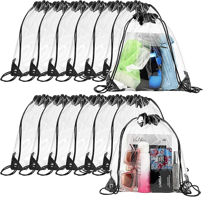 Amazon.com | Shappy 30 Pcs Clear Drawstring Backpack, Plastic ...