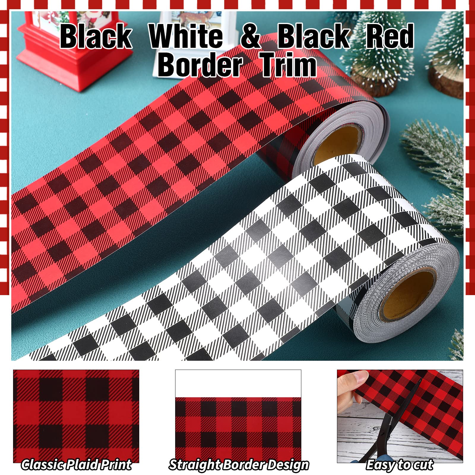 Snapklik.com : 2 Rolls 131 Ft Buffalo Plaid Bulletin Board Borders ...