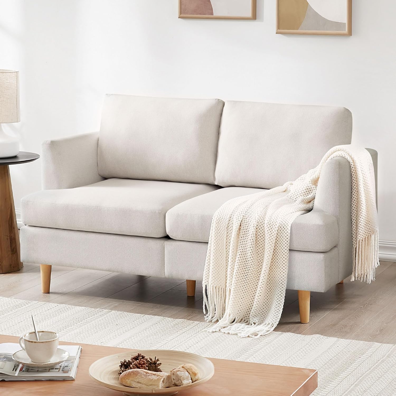 Amazon.com: BFD Mid Century Modern Loveseat Couch, 56" Extra Deep 2 ...