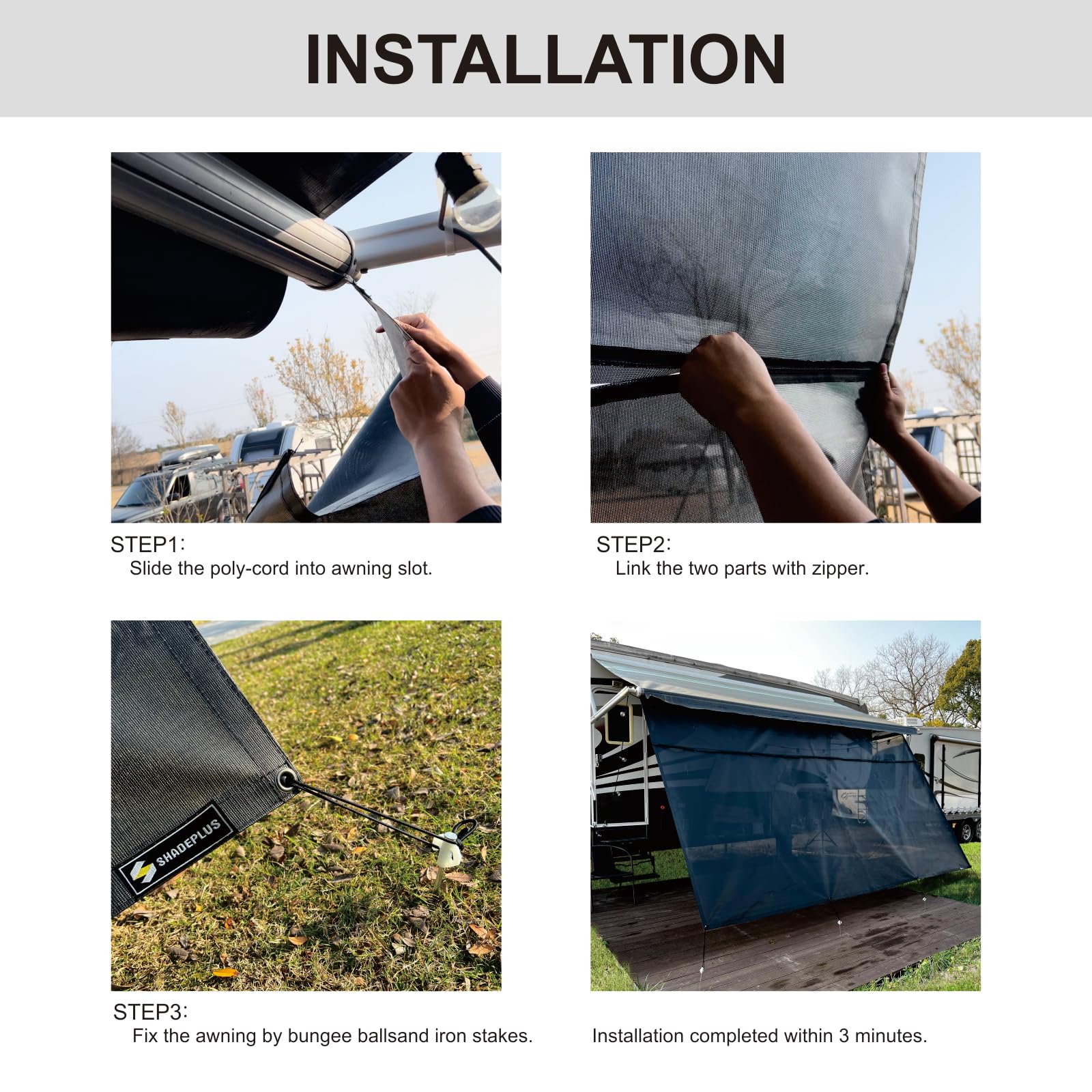 Snapklik.com : SHADEPLUS RV Awning Sun Shade Screen 8x133(Fit For 14 ...