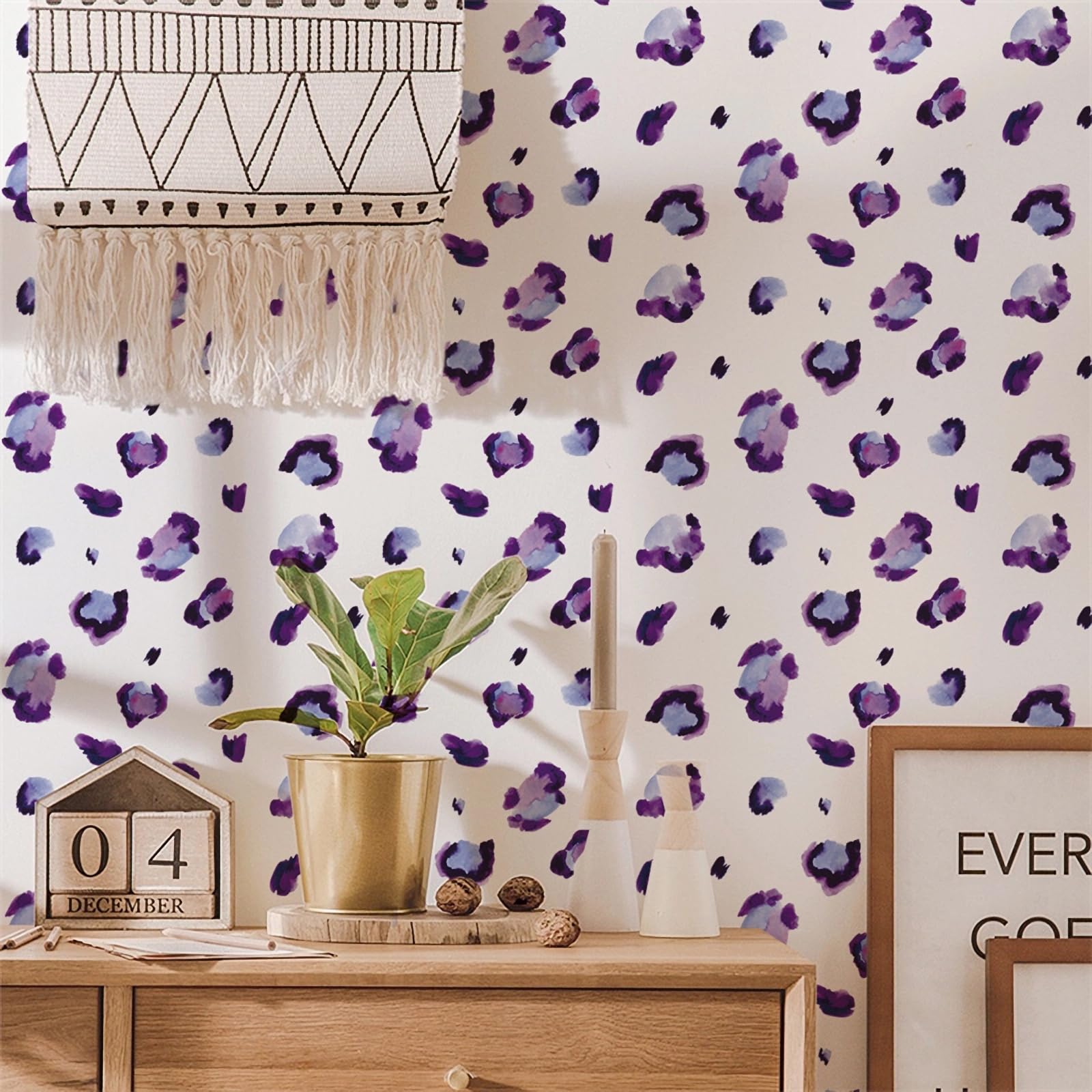 Amazon.com: 6 Sheets 180 Pcs Purple Leopard Print Wall Stickers ...
