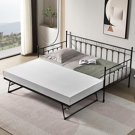 Amazon.com: LUSPAZ Full Size Extendable Bed with Pop Up Trundle, Twin ...