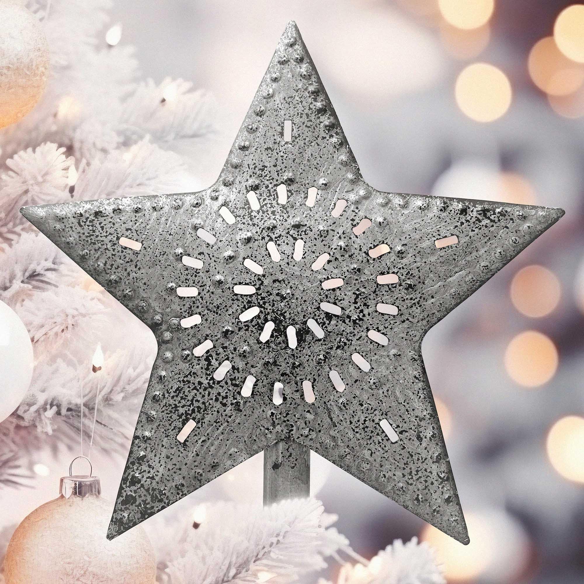 Amazon.com: BCD Rustic Christmas Tree Topper 9" - Large Metal Star Tree ...