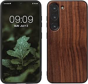 Amazon.com: kwmobile Real Wood Case Compatible with Samsung Galaxy S23 Case - Hard Wooden Cover ...