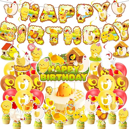 Chicken Party Supplies Chicken Farm Birthday Party Decorations Includes ...