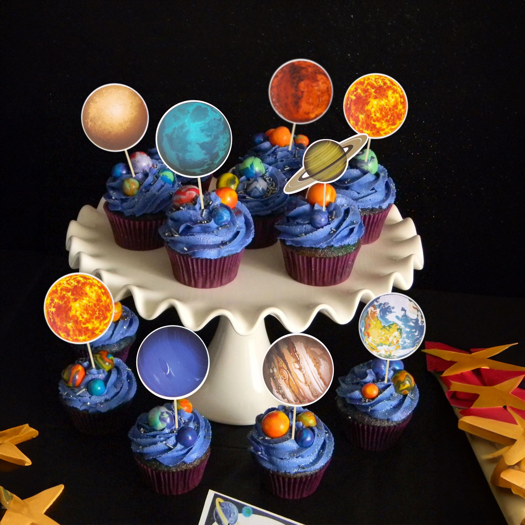 Solar System Planets Edible Icing Image Cupcake Toppers 3D Planet