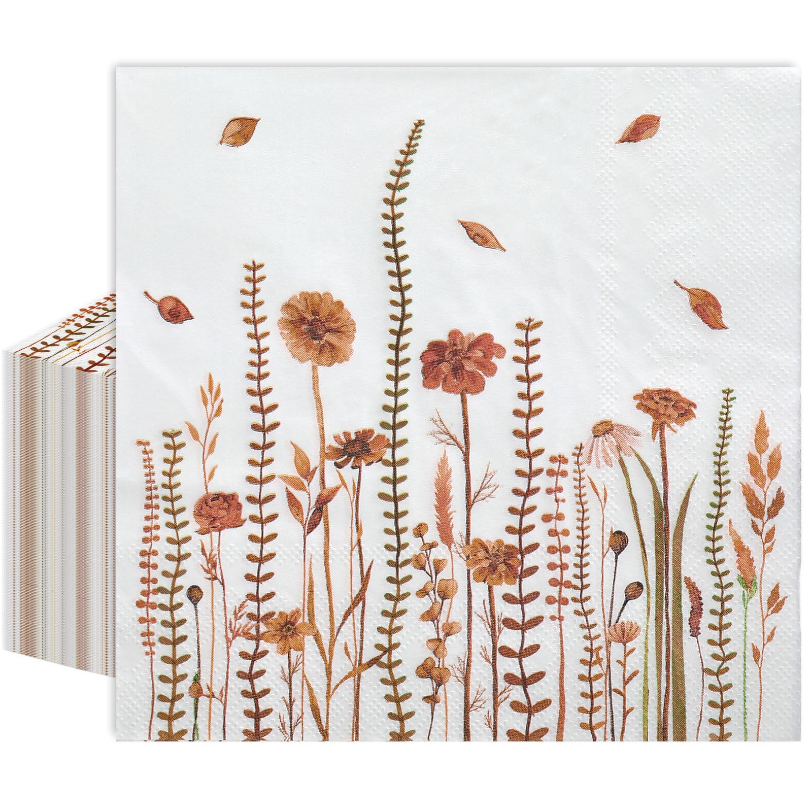 Amazon.com: AnyDesign 80Pcs Fall Floral Paper Napkins Disposable ...