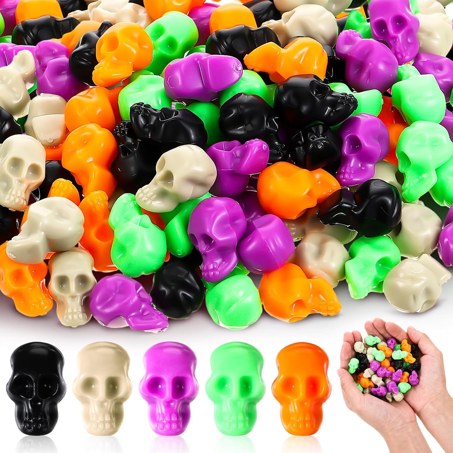 Amazon.com: Liliful 120 Pcs Halloween Plastic Mini 3D Bat Skull Toys ...