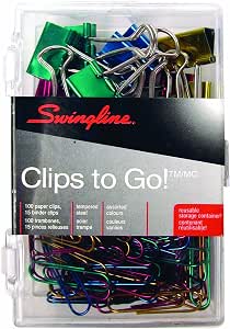 Swingline Clips to Go Pack, 100 Metallic Paper Clips and 15 Binder ...