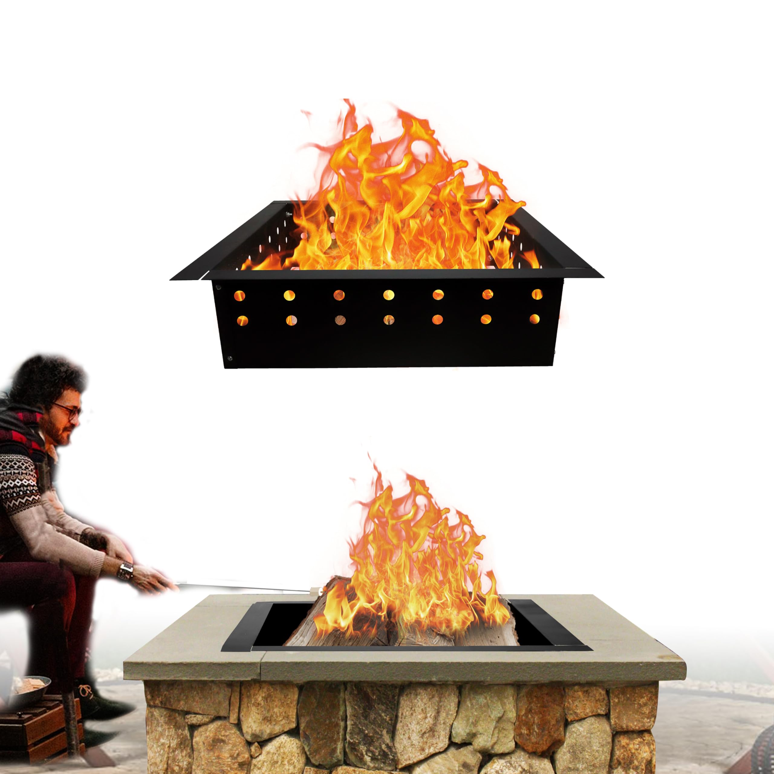 Amazon.com : FEBTECH Square Fire Pit Insert - 29" Outside & 25" Inside ...