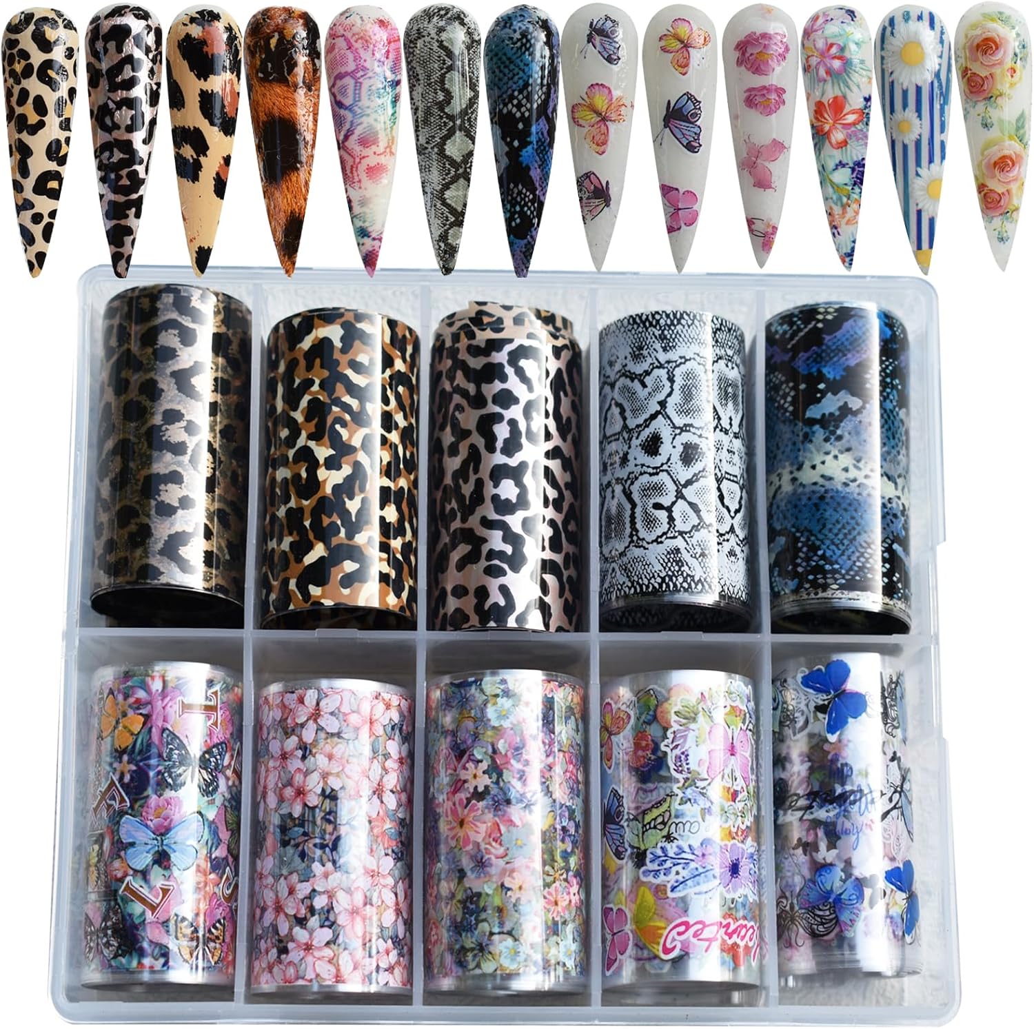 Amazon.com: Nail Art Transfer Foils Collection,40 Rolls Nail Art Foils ...