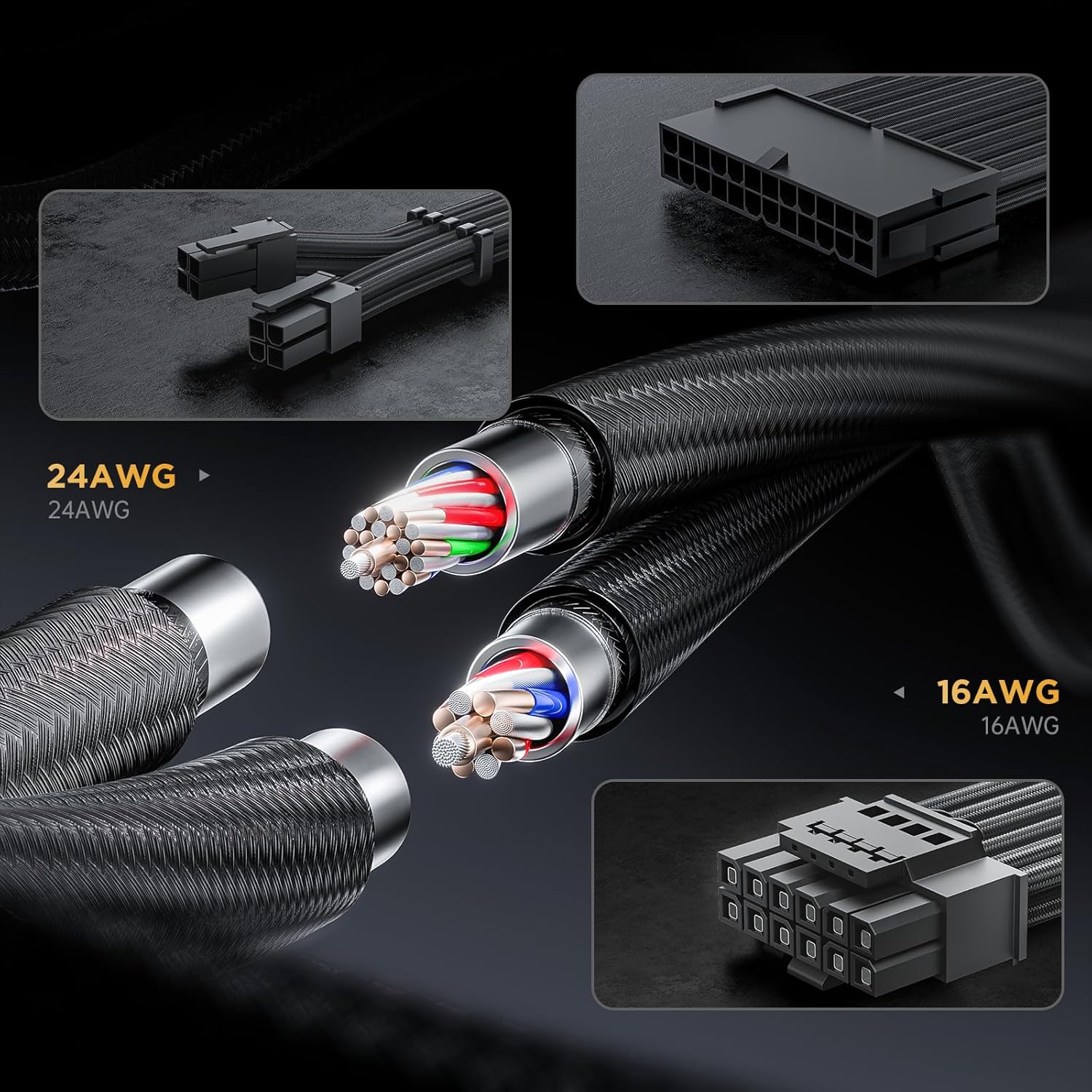 Psu Extension Cables PSU Cable Extension Sleeved Custom Mod GPU PC ...