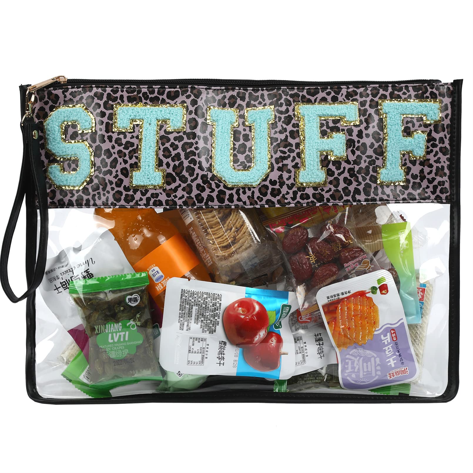 Snapklik.com : Monogram Leopard Clear Stadium Letter Bags Chenille ...