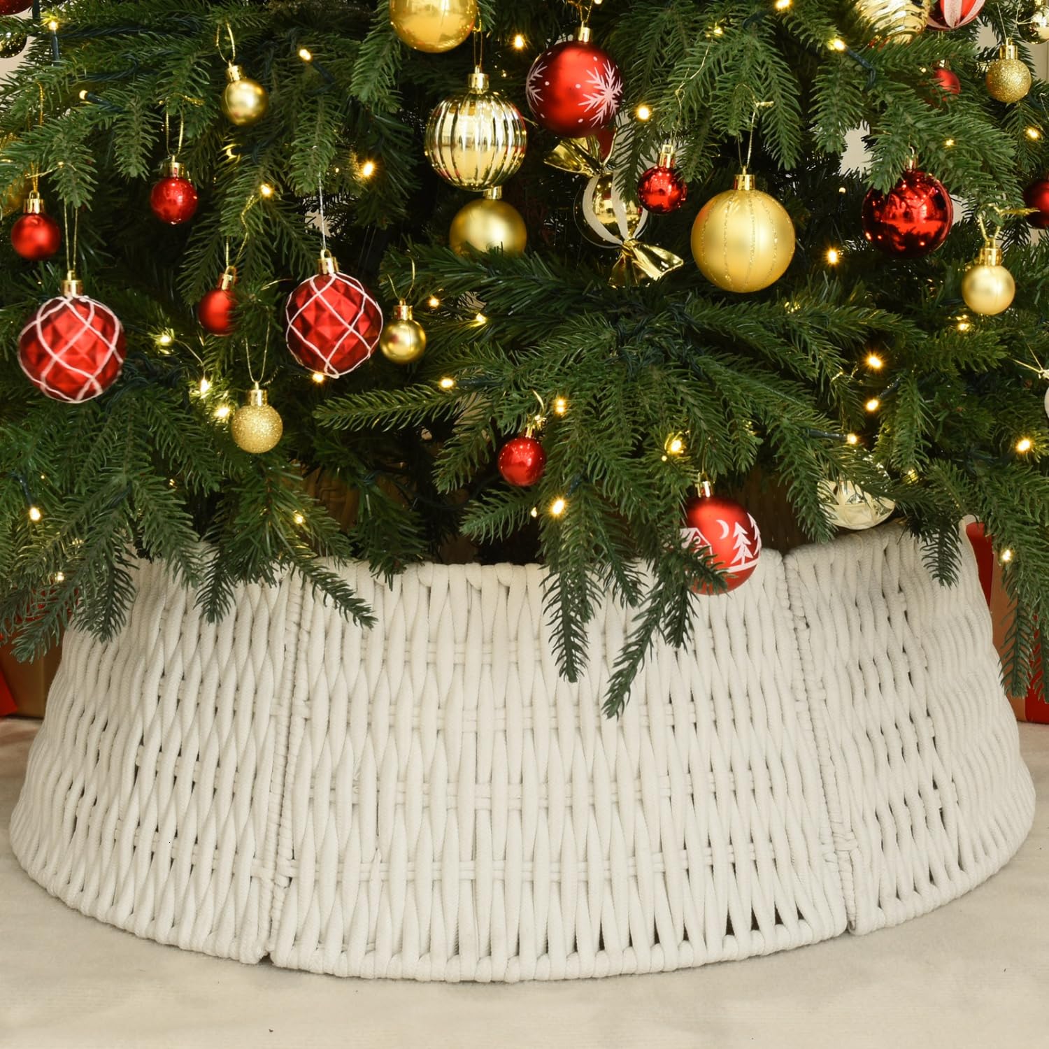 Amazon.com: YoleShy 28" White Christmas Tree Collar Basket for ...