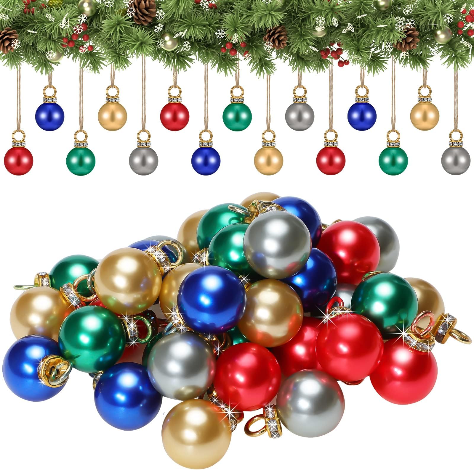 Amazon.com: Petite Treasures Shiny Mini Glass Ball Ornaments .6in (15mm ...