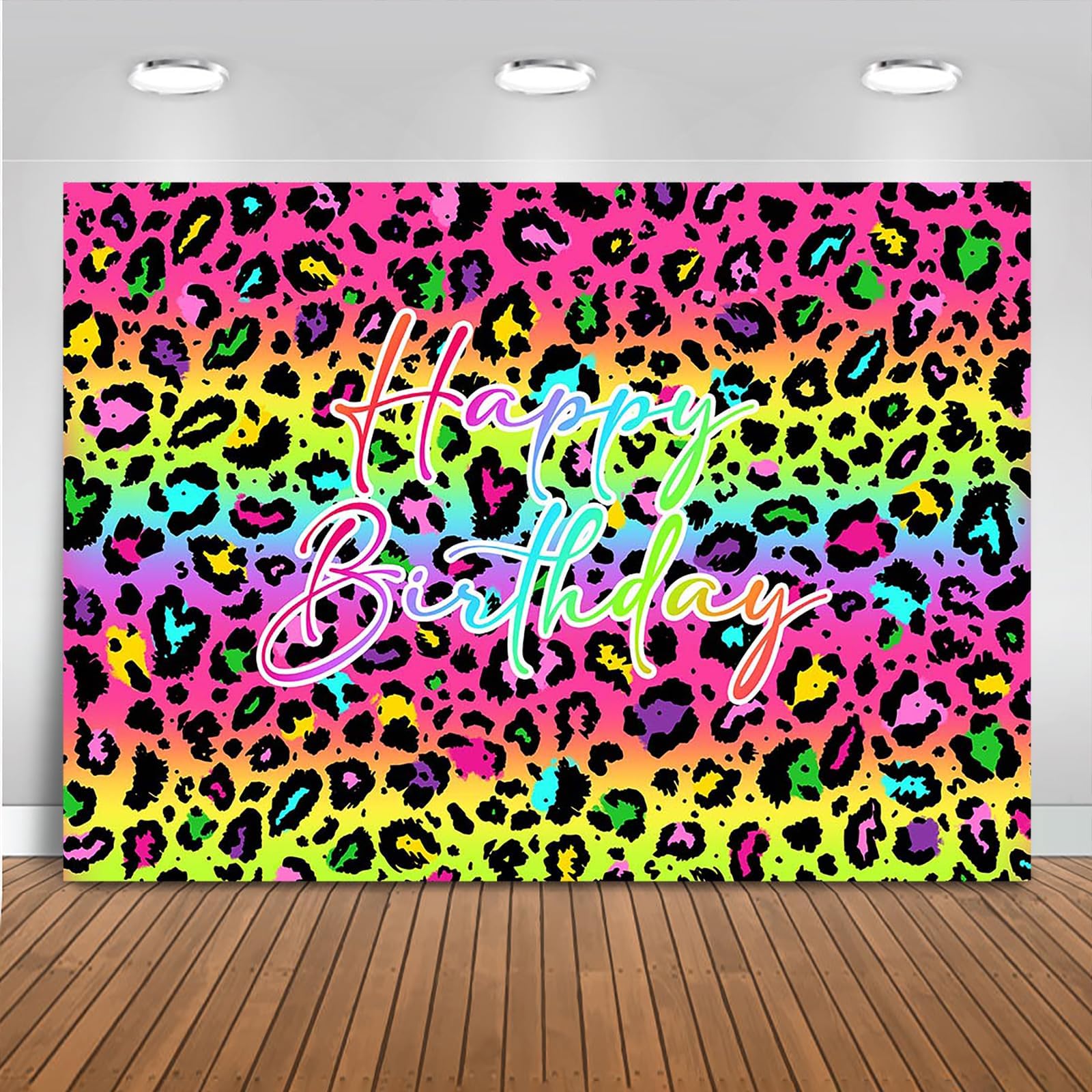 Amazon.com : Mocsicka Rainow Leopard Birthday Backdrop Neon Glow Paint ...