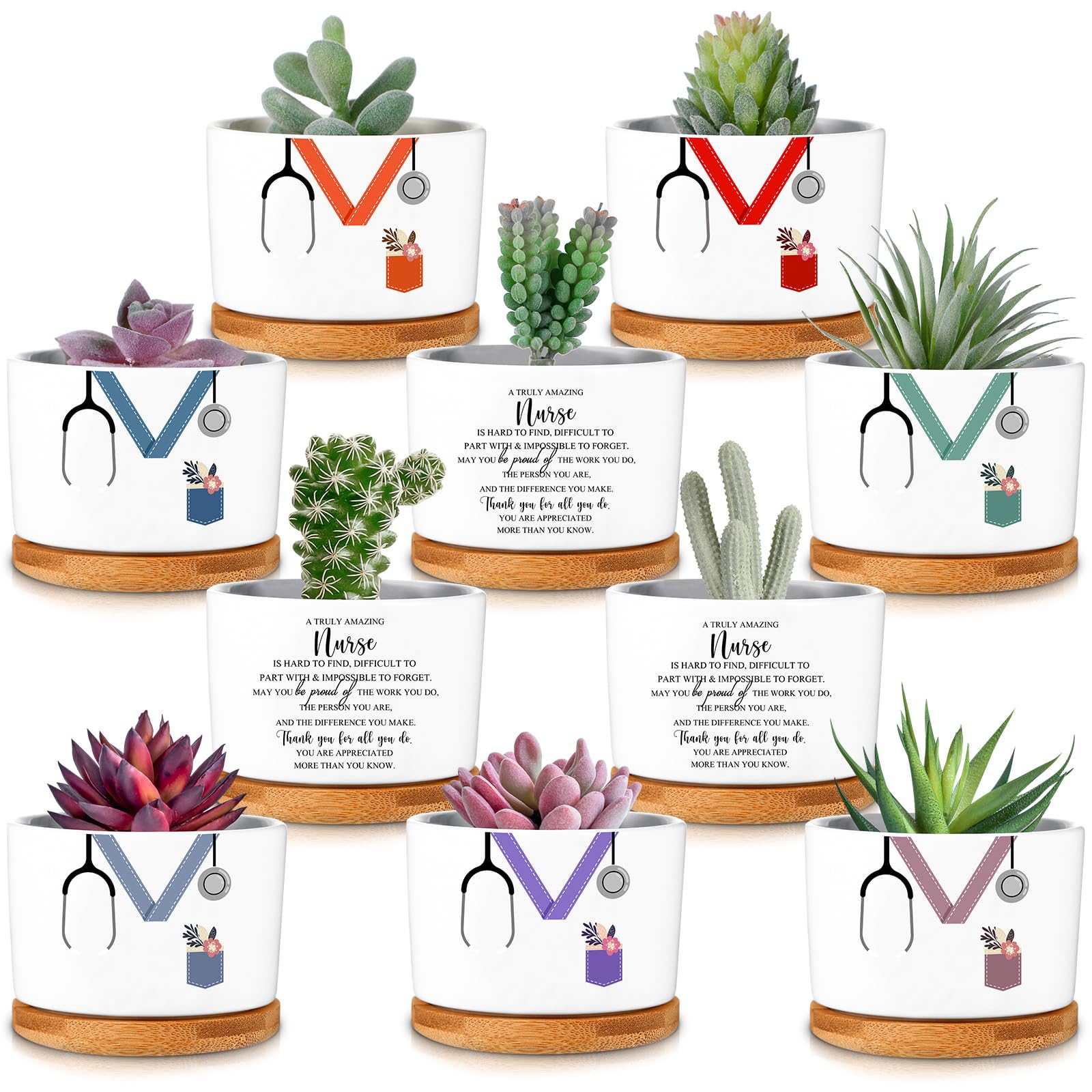 Amazon.com: Tiangrid 10 Pcs Nurse Appreciation Gifts Mini Succulent ...