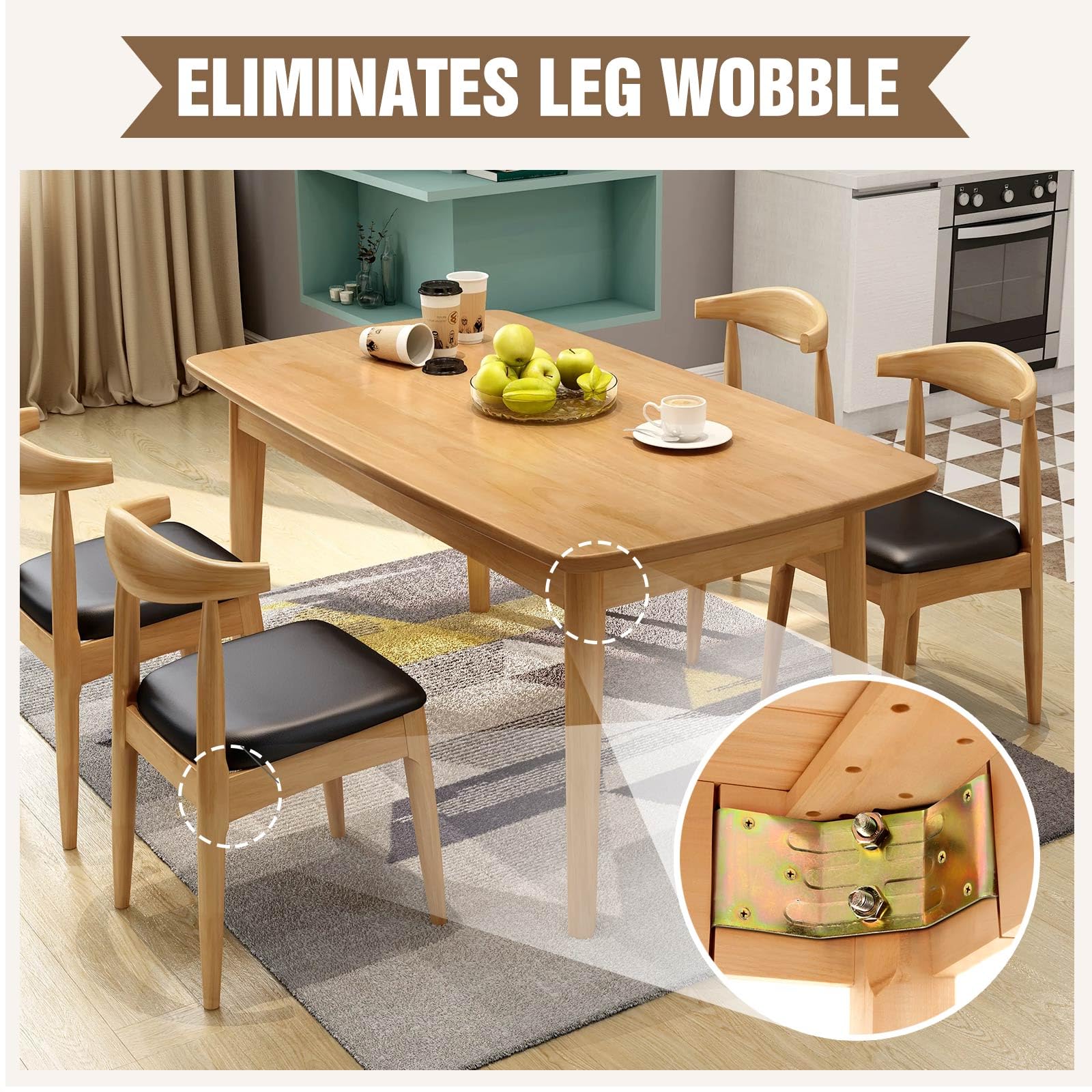 Table Leg Corner Support Table Leg Corner Brackets, Set Of 4 Screws