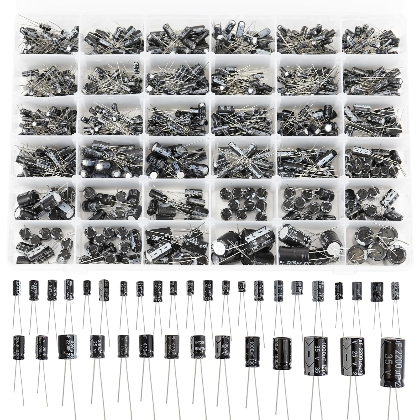 Amazon.com: Cermant 960Pcs 36 Values Aluminum Electrolytic Capacitor ...
