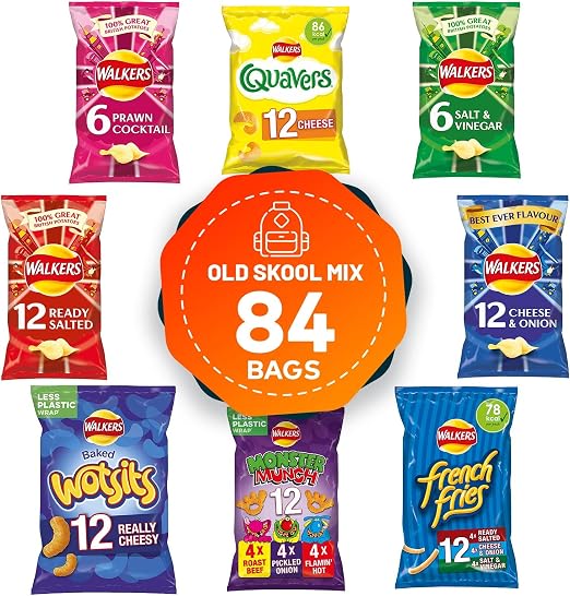 Walkers Crisps Salt Vinegar Cheese Onion Prawn Cocktail Monster Munch ...
