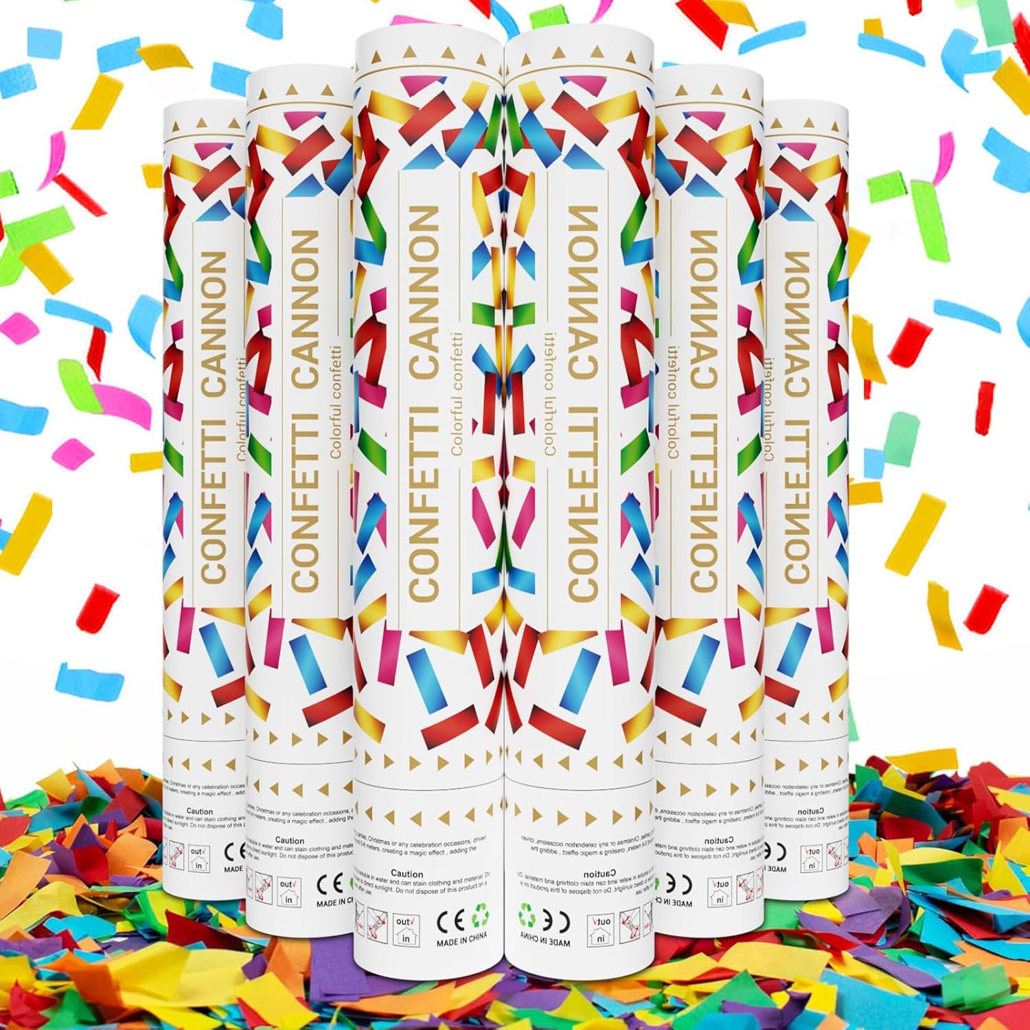 Amazon.com: Confetti Poppers BOHOPOP Confetti Cannons 6 Pack Party ...