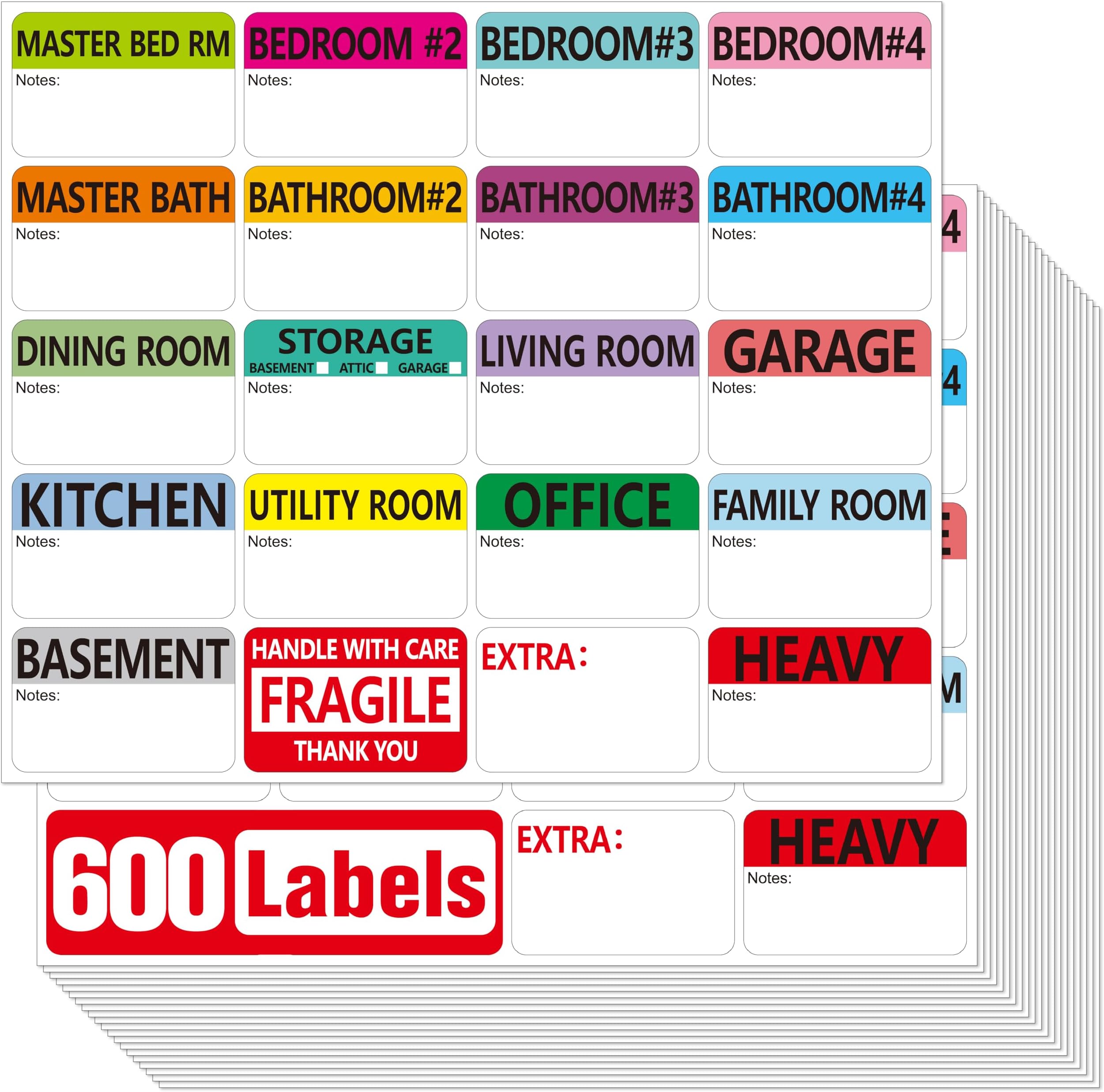 Amazon.com : 600 PCS Home Moving Labels, 20 Designs Color-Coding ...