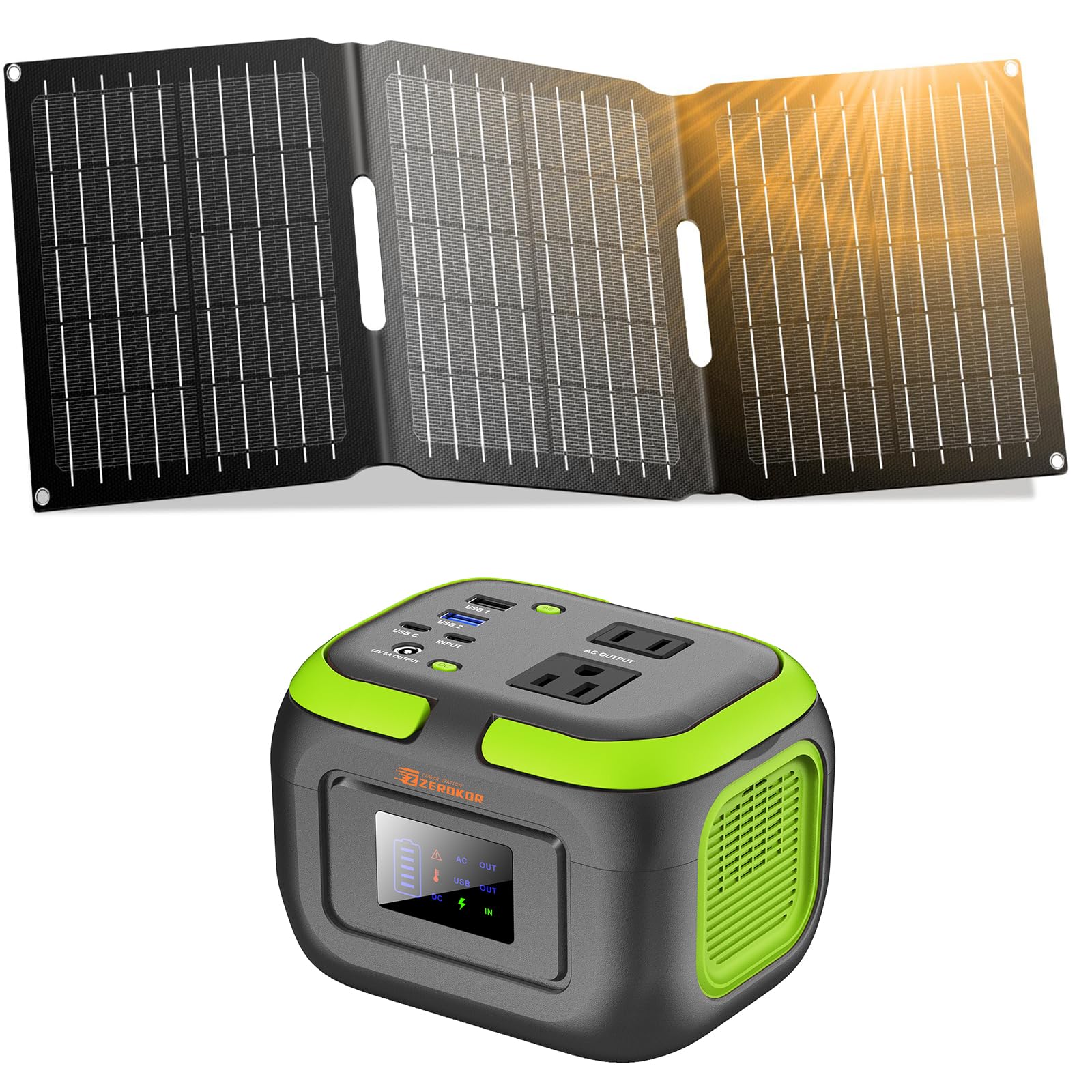 Amazon.com: 120W Portable Power Station with Panel, 22W Portable Solar ...
