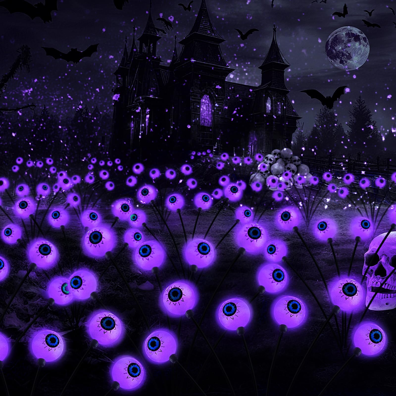 Solar Scary Eyeball Halloween Decor - 2-Pack Outdoor Pathway Lights ...