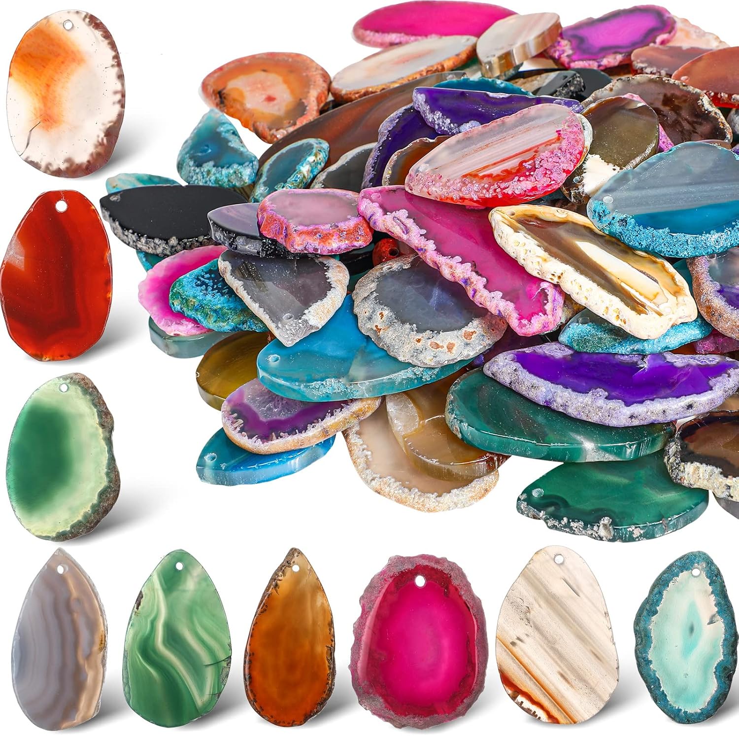 Amazon.com: 50 Pcs Agate Slice Crystals Bulk Polished Agate Light Table ...