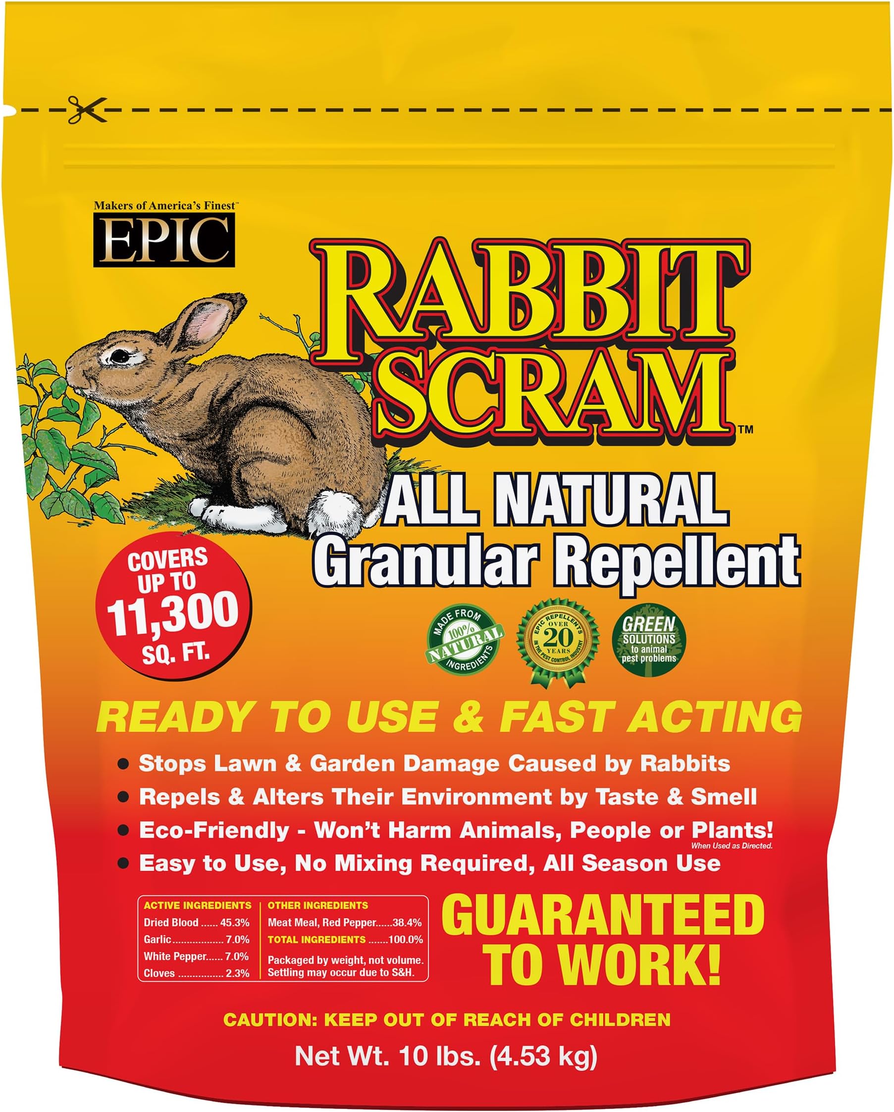 Amazon.com: EPIC REPELLENTS Rabbit Scram All Natural Granular Repellent ...