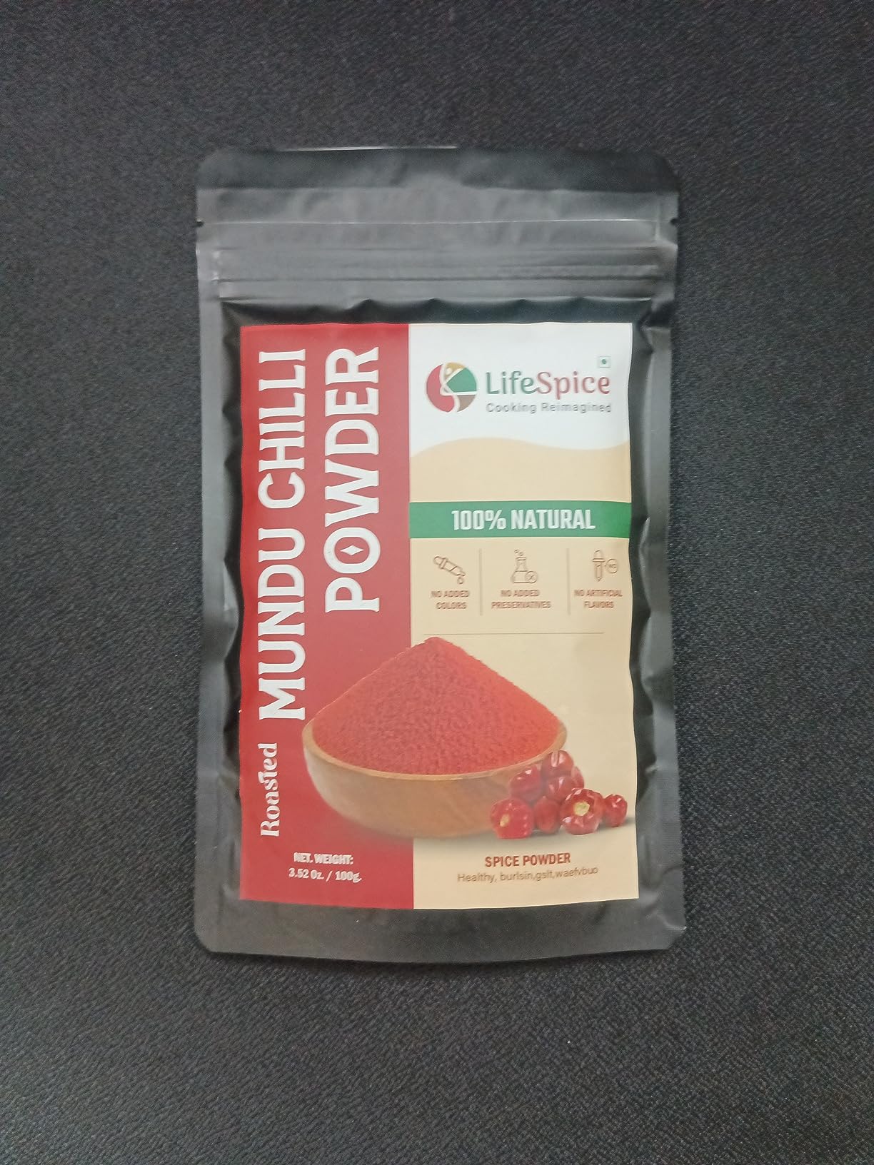 Lifespice Mundu Chilli Powder (Roasted) - 100g pouch | Mildly Spicy ...