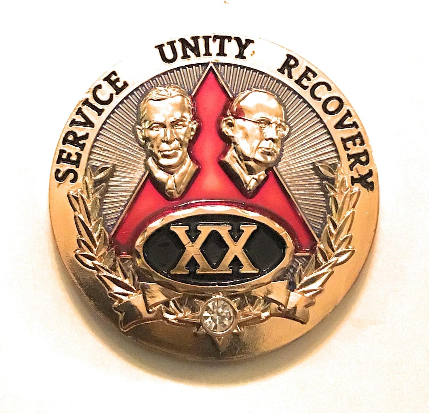 Amazon.com: 20 Year AA Medallion - Alcoholics Anonymous Red & Gold with ...