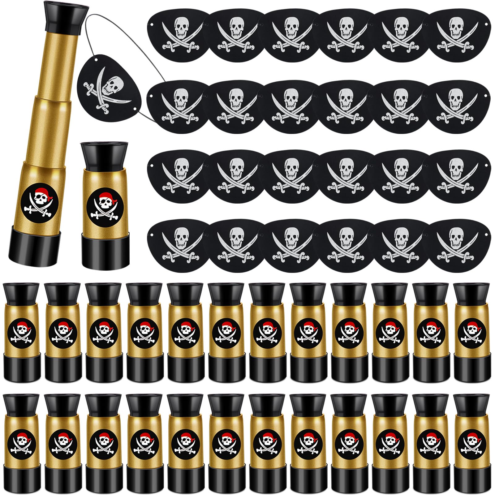 Amazon.com: Libima 24 Sets Pirate Eye Patches and Telescopes Sets for ...