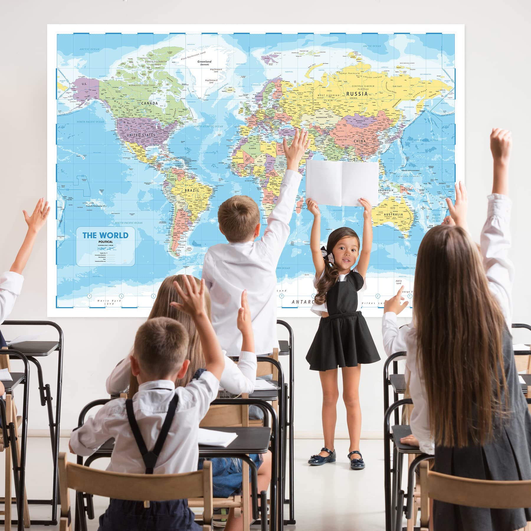 Large Wall Map Of The World Poster Political Map Wall | Desertcart INDIA