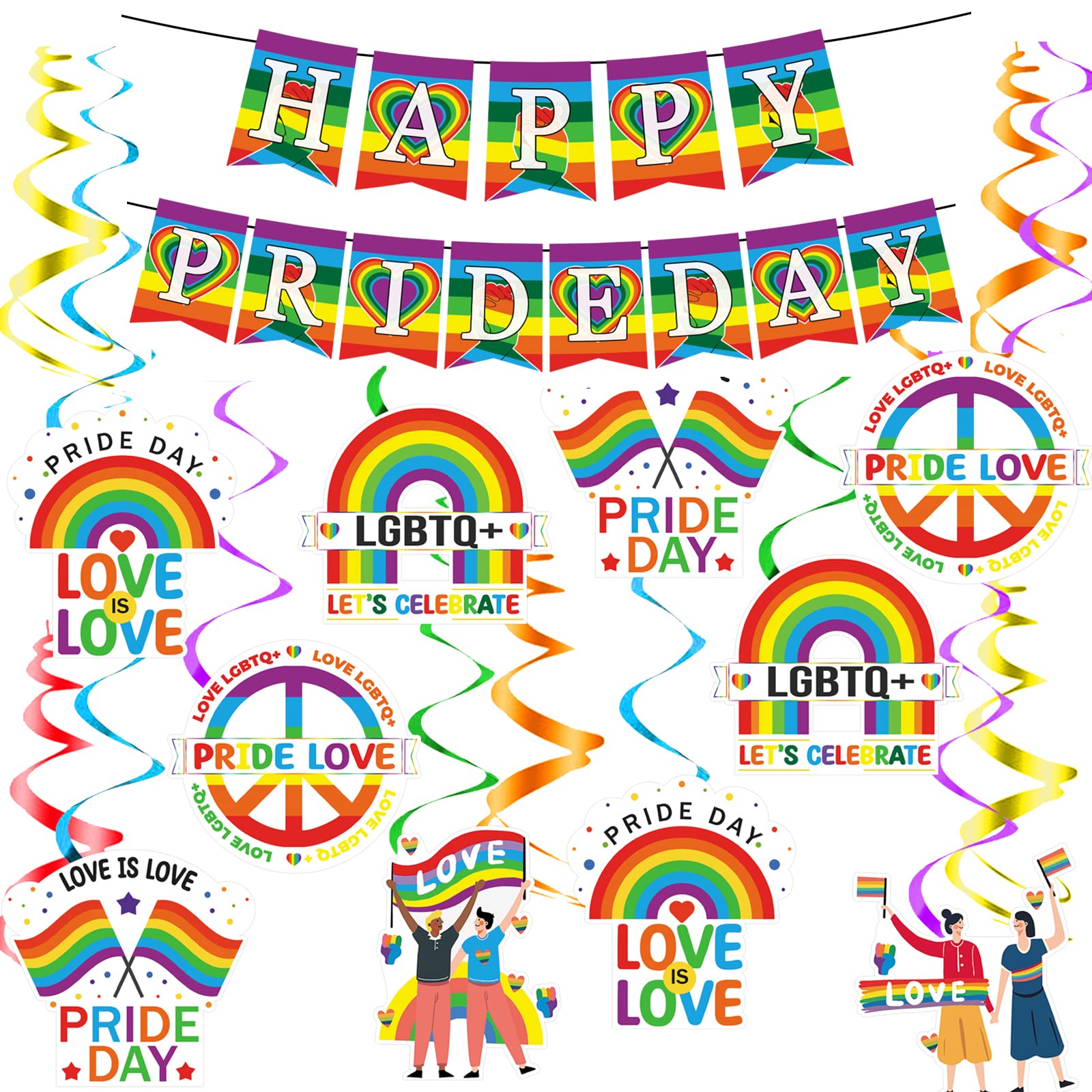 1 x Brand New Rainbow Gay Pride Hanging Swirls Party Decoration LGBT P ...